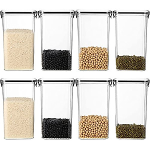 8 Pcs Food Storage Containers for Pantry Clear Airtight Food Flour Storage Container Set with Lid 1.3 L/ 44 oz Pantry Organization Canisters Air Tight Kitchen Container for Bean Sugar Pasta Rice