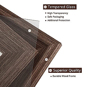 GraduationMall 5x7 Wood Picture Frames,Display Photos 4x6 with Mat or 5x7 Without Mat,Real Glass,Wall or Tabletop Display,Rustic Brown Set of 2