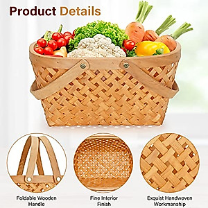 Small Woochip Wicker Baskets, Baskets for Gfits Empty, Picnic Baskets, Easter Basket, Baskets for Collecting Egss, Kids Toys, Holloween, Christmas - Honey