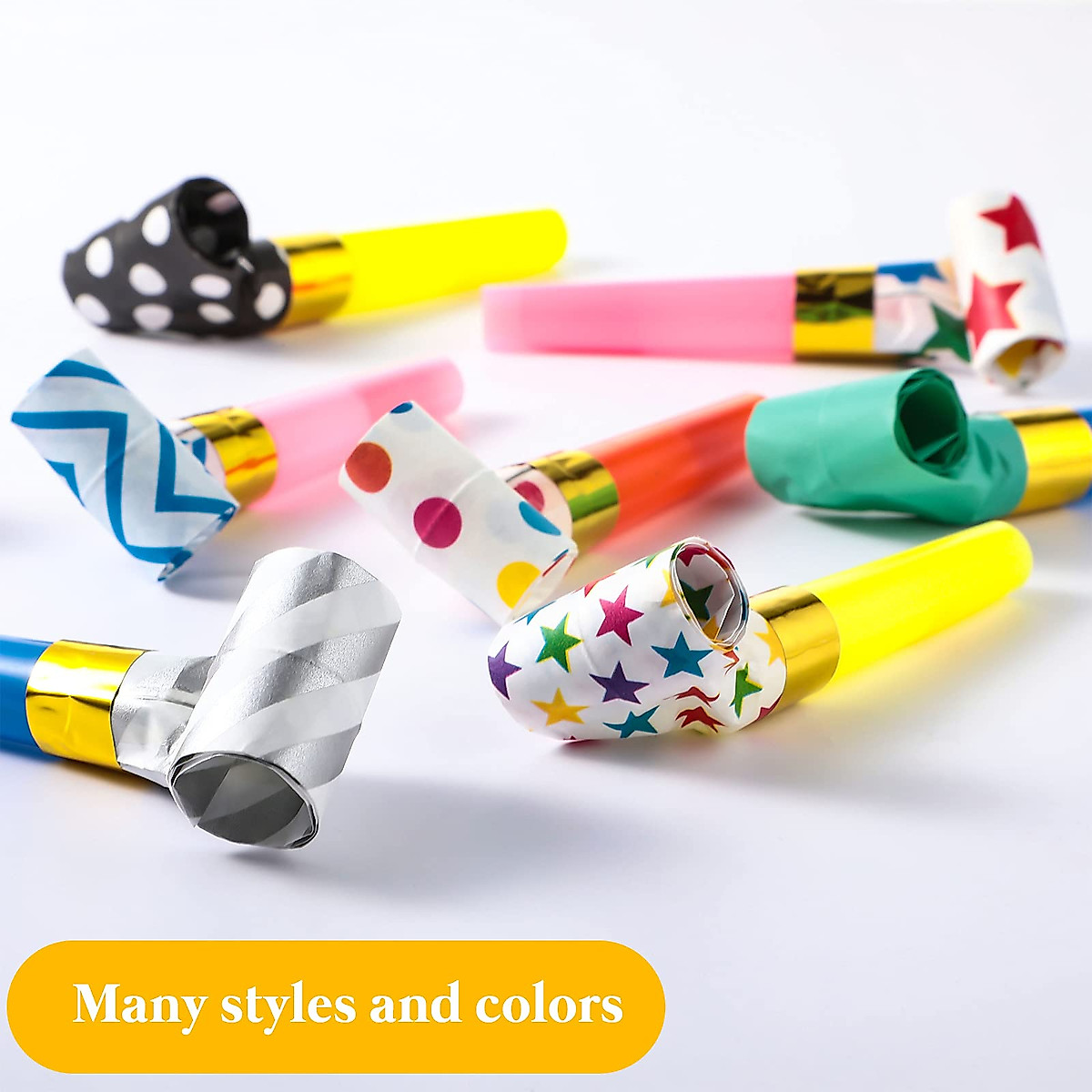 Skylety 20 Pcs Blowouts Noisemakers Funny Birthday Halloween Blowouts Blow Horns Colorful Noisemakers Whistles Noise Makers for 2024 Birthday Halloween Fall Christmas Wedding Party Supplies
