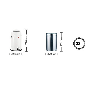 Wesco Liftmaster - German Designed - Step Trash Can, Powder Coated Steel, 33 L, New Silver