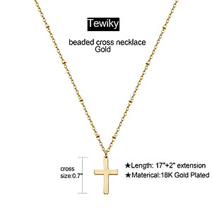 Tewiky Cute Necklaces for Women, Simple Gold Cross Necklaces 18k Gold Plated Cross Pendant Choker Necklaces Dainty Cute Necklaces Aesthetic Gold Jewelry Gifts for Women