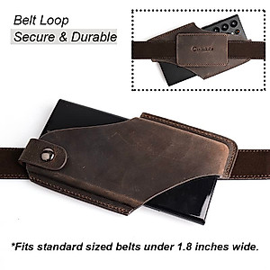 Gentlestache Leather Phone Holster, Phone Holder for Belt Loop, Cell Phone Cases, Leather Belt Pouch with Magnetic Button Darkbrown