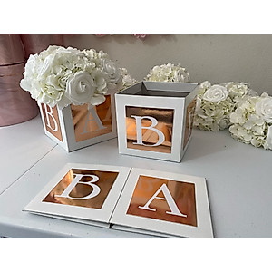 Rose gold baby shower decorations baby block letters centerpieces its a girl its a boy, unisex baby shower