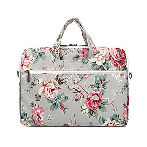 Canvaslove Rose Pattern Water Resistant Laptop Shoulder Messenger Bag for MacBook Pro 16 inch,15.6 inch and 15 inch-16 inch Laptop