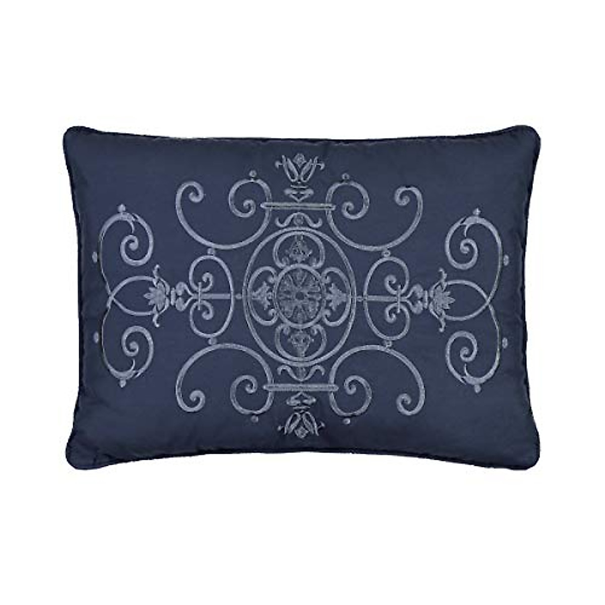 VUE Bensonhurst Modern Embroidered Rectangular Decorative Euro Sham Pillow Case, 20" x 36", Blue