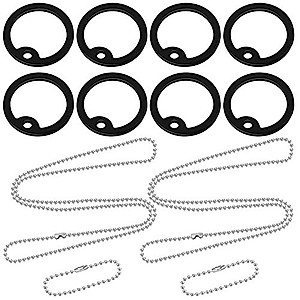 Weewooday 8 Pieces Military Dog Tag Silencers Set Silicone Silencer Black with 4 Stainless Steel Ball Chain 4.7 inch & 27.5 inch to Reduce Noise and Protect Tag