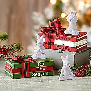 Rabbit Statue Fairy Garden Decor - 2.1" Set of 3 Tiny Gifts for Women/Mom/Grandma/Daughter/Sister, Gift Ideas for Christmas, Best Easter Gifts, Bunny Figurine for Home Table/Shelf Decor