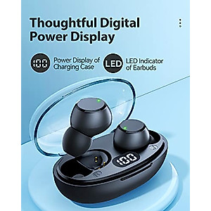 True Wireless Earbuds Headphones with Digital Power Display IPX7 Waterproof Ear Buds in-Ear Earphones for Android Gaming PC Computer Laptop TV Music Sport