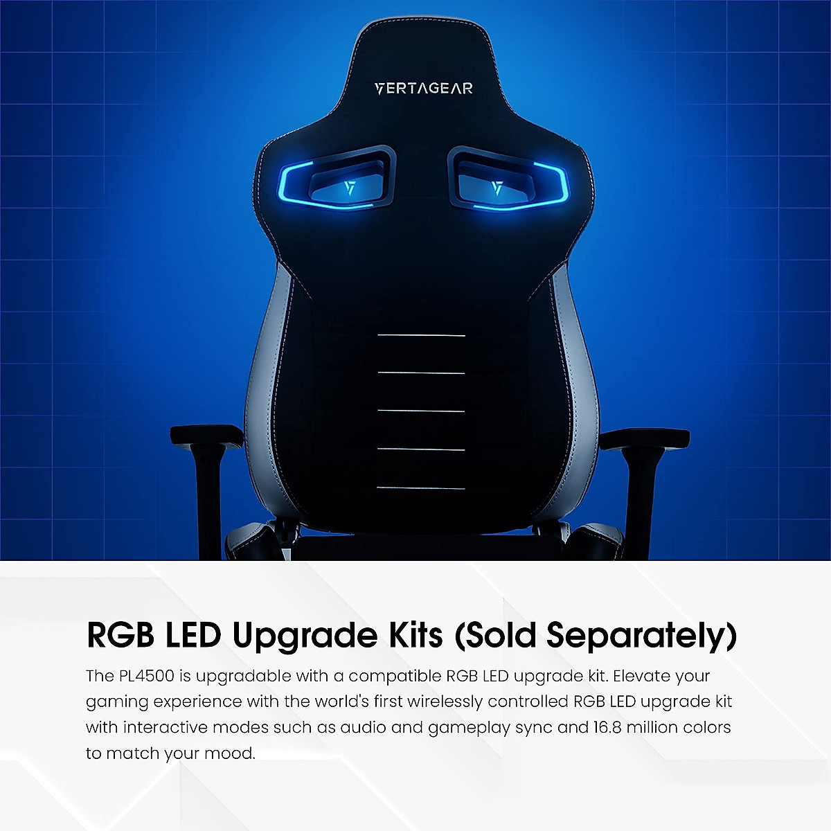 VERTAGEAR Gaming Chair RGB Audio Sync Ergonomic Home Office Coffee Fiber Computer Desk High Back Racing Seat, P-Line PL4500 BIFMA Cert Big Tall XL, Black/Carbon