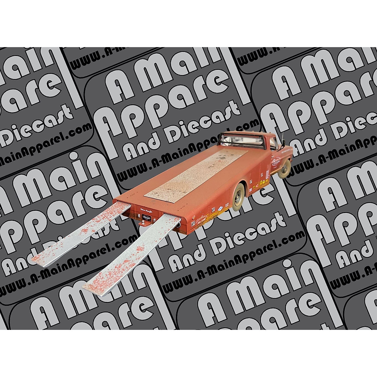 1970 F-350 Ramp Truck Red Primer (Rusted) Porkchop's Chop Shop 1/18 Diecast Model by Acme A1801416