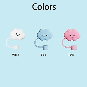 ZGRTZH 2 Pcs Reusable Straw Tips Cover Cute Cloud Shape Straw Cover Caps Anti-Dust Silicone Straw Toppers Drinking Straw Cover Tips Lids for 6-8 mm/0.23-0.31Inch Straws ( White )