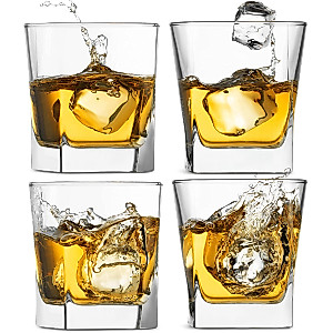 Red Series 10 oz. Square Double Old Fashioned Glass (Set of 4)