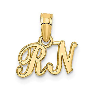IceCarats 14K Yellow Gold Rn Necklace Charm Pendant 13mm x 10.65mm Only