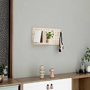 HEYSONG Pegboard Wall Organizer Panels Wooden Pegboard Wall Mount, Hanging for Garage Kitchen Living Room Bathroom Office (la0012USA)