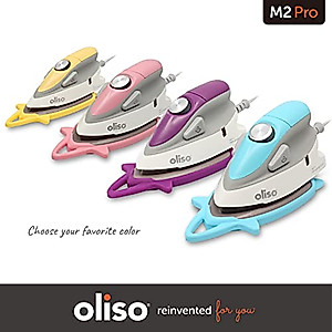Oliso M2 Mini Project Steam Iron with Solemate - for Sewing, Quilting, Crafting, and Travel | 1000 Watt Dual Voltage Ceramic Soleplate Steam Iron, Turquoise