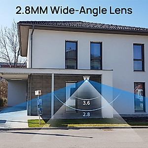 PANOEAGLE 5MP PoE IP Full Color Camera with Human&Vehicle Detection, 2.8mm Fixed Lens, 98ft Color Night Vision F1.0,24 Hours Full Time Color,Build-in Mic, WDR，IP67 Outdoor, 5MP@30fps
