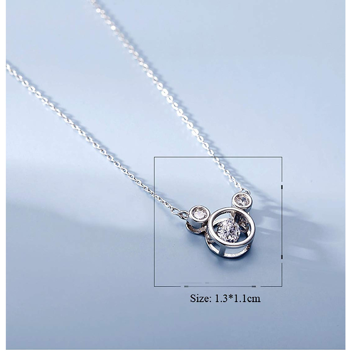 SLUYNZ 925 Sterling Silver Sparkling CZ Mouse Pendant Necklace for Women Teens Lovely Mouse Necklace Birthday Gifts