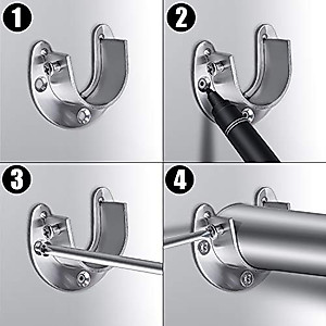 Favordrory 6 Pieces Stainless Steel Closet Pole Sockets Rod Socket Flange Set Rod Support Flange Holder, U Shaped, Easy Installation or Removal