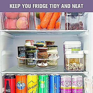 Puricon 4 Pack Pantry Organization and Storage Bins for Kitchen Fridge Countertop Cabinet Bundle with Clear Lazy Susan Turntable Organizer (12 Inch & 10")