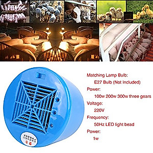 DAUERHAFT Cultivation Heating Lamp Thermostat 100-300W Safe Chicken Coop Pet Heater Livestock Heat Lamp for Piglets Chicken Animal Breeding