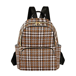 Yasala Women Fashion Backpack Gingham Plaid Cute Brown Sturdy Daily Bag Compact Regular Bag Diaper Bag