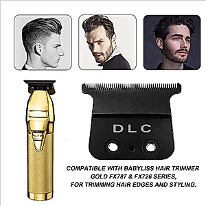 Replacement Trimmer Blades DLC 2.0 Compatible with BaBylissPRO FX787 & FX726,Professional Graphite T-blade for stylist,1 pack (black)