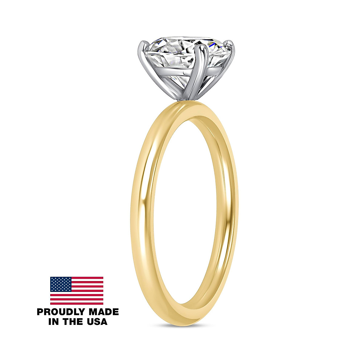 Beverly Hills Jewelers 1 Carat Round Brilliant Moissanite Solitaire Engagement Ring for Women I 14k Yellow Gold Ring (G-H, VS, cttw, DEW) 4-Prong Promise Anniversary Wedding Ring Size 9 Made in USA