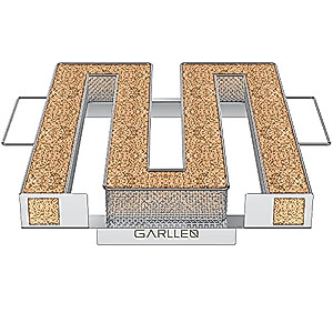 Cold Smoke Generator, GARLLEN Stainless Steel Cold Smoker, BBQ Grill Cold Smoke Box with Brush and Hooks, Smoke Generator Cold Smoking for Garden Camping Cooking