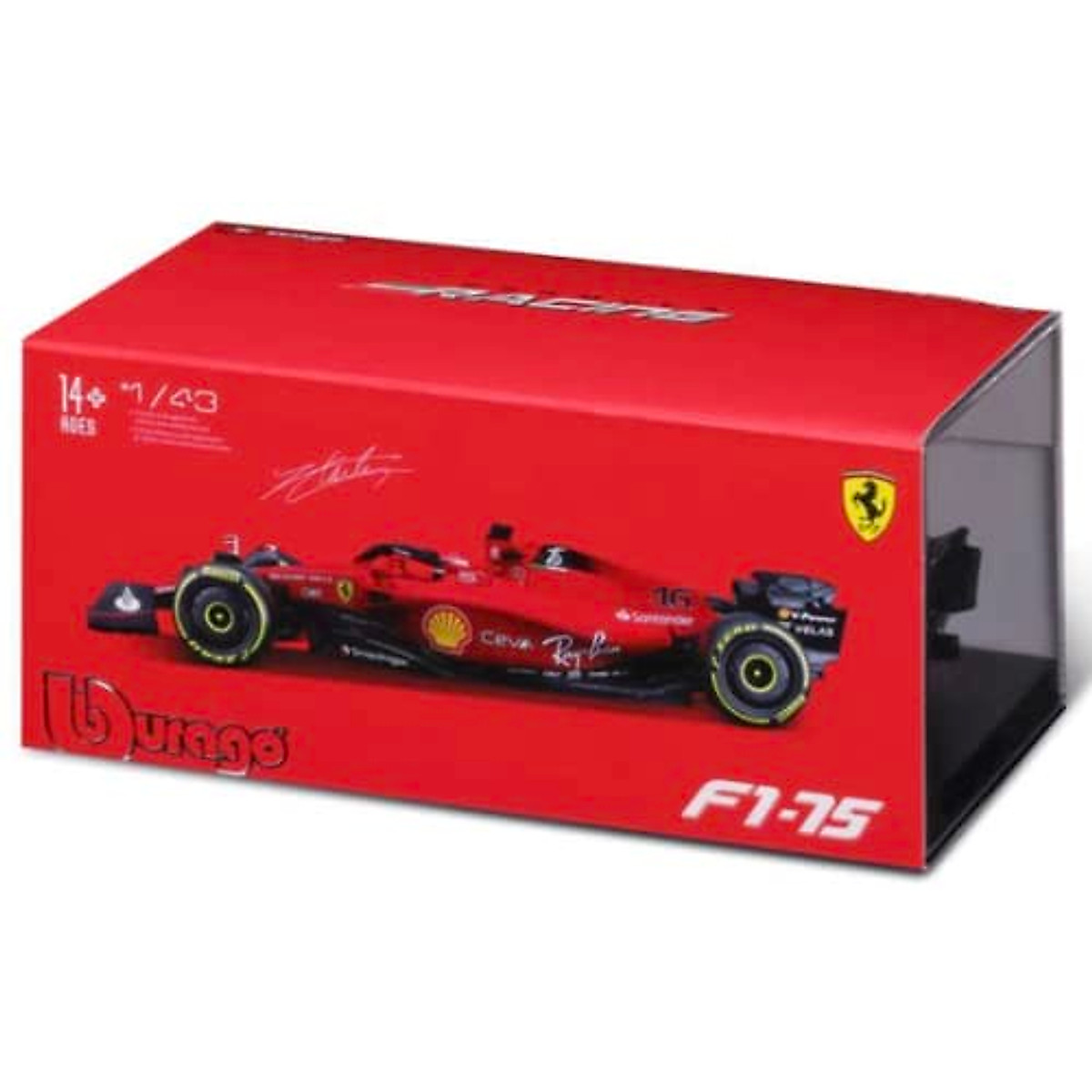Bburago - 1/43 Scale Model Compatible with Ferrari Replica Miniature Model Compatible with Scuderia Replica Miniature F1-75 # 16 Compatible with Charles Leclerc Replica Miniature Model 2022 Racing