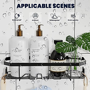 Wekin Shower Caddy Bathroom Organizer, Wall Mount Shower Organizer, No Drilling Rustproof Stainless Steel Self-Adhesive Shower Shelves for Bathroom and Kitchen Storage 5 Pack (Black 5 Pack)