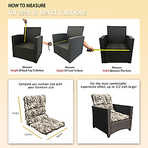 Sunshine Outdoor 44''x22''x4 Indoor/Outdoor High Back Chair Cushions,seat/Back Chair Cushions,All-Weather Deep Seating Rocking Chair Patio Garden Chaise Lounge Sun Lounger 2 Sets Grey Leaves