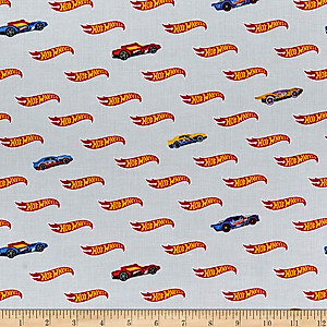 Riley Blake Hot Wheels Logo Grey, Fabric by the Yard