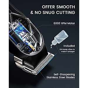 GLAKER Professional Hair Clippers for Men - Cordless Barber Clipper Hair Cutting Kit with 15 Guide Combs for Haircut, Trimming & Grooming