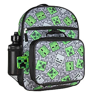 Minecraft Creeper Ghoul 16" Backpack and Lunch Kit 5pc Set