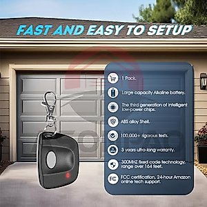 1 for Multicode Gate Opener Remote 3089 MCS308911,3060 MCS306010,3070 MCS307010 Garage Door Opener 3-Years-Warranty