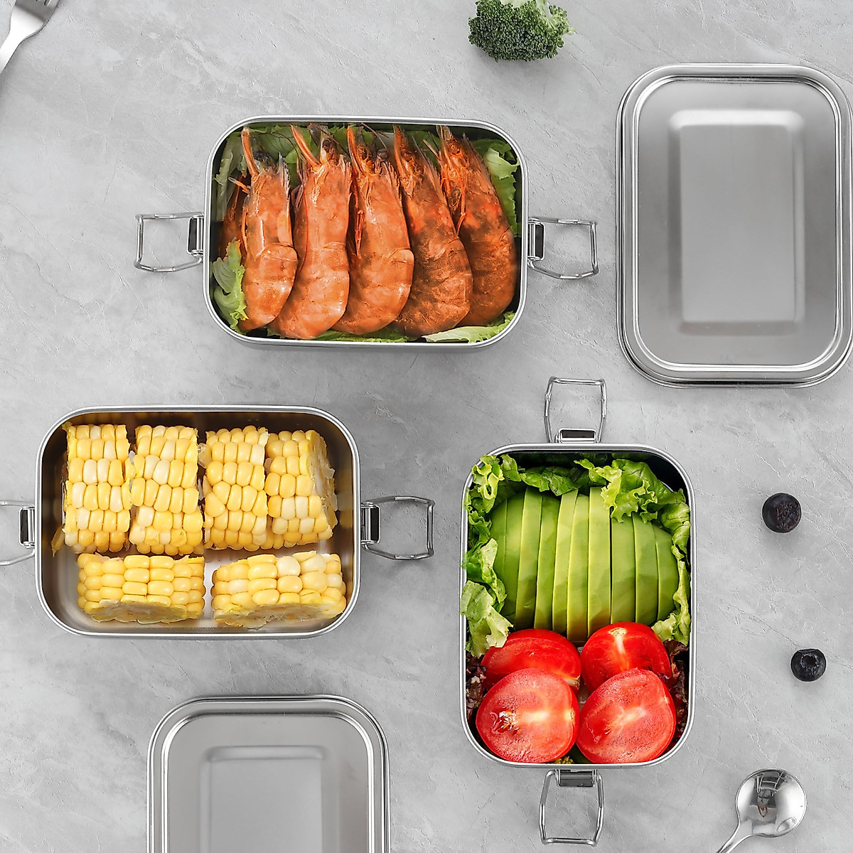 BEFOY Small Stainless Steel Food Storage Containers Set | Reusable Metal Lunch Snack Boxes Food Prep Container with Lids Freezer & Dishwasher Safe | 550 ml | BPA-Free Plastic-Free