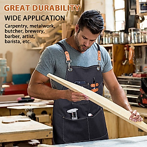 Chef Grill or Work Aprons for Women and Men with Large Pockets, Cross Back Waterproof Chef Apron, Adjustable Painting, Barbecue, Kitchen Cooking, Baking Apron, Work Shop Accessories M-XXL(BLACK)