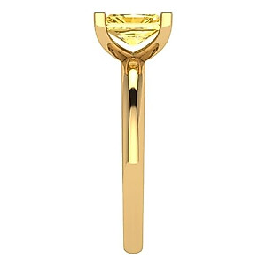 Clara Pucci 1.0 ct Emerald Cut Solitaire Natural Yellow Citrine gemstone Bridal Designer Anniversary Engagement Ring 14k Yellow Gold