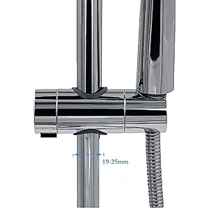 Adjustable Shower Head Holder for Slide Bar,Universal 18-25MM O.D. Rail Head Bracket Holder for Slide Bar Slider Clamp Bathroom Replacement 360 Degree Rotation Sprayer Holder (ABS Chrome)