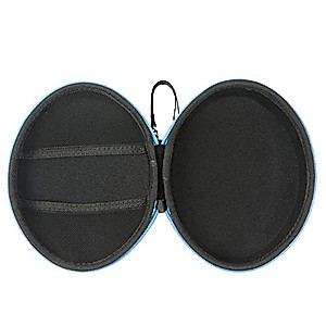 co2CREA Hard Travel Case Replacement for Matte Finish Premium Rechargeable Wireless Bluetooth Over Ear Headphones Foldable Headset (Black Case + Blue Zipper)