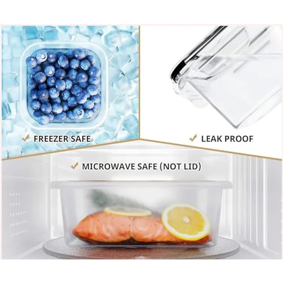 Freezer Microwave BPA Free Airtight - 16 Food Storage Containers - 16 Container Set Medium Kitchen Microwave Refrigerator Plastic with Easy Snap Lids