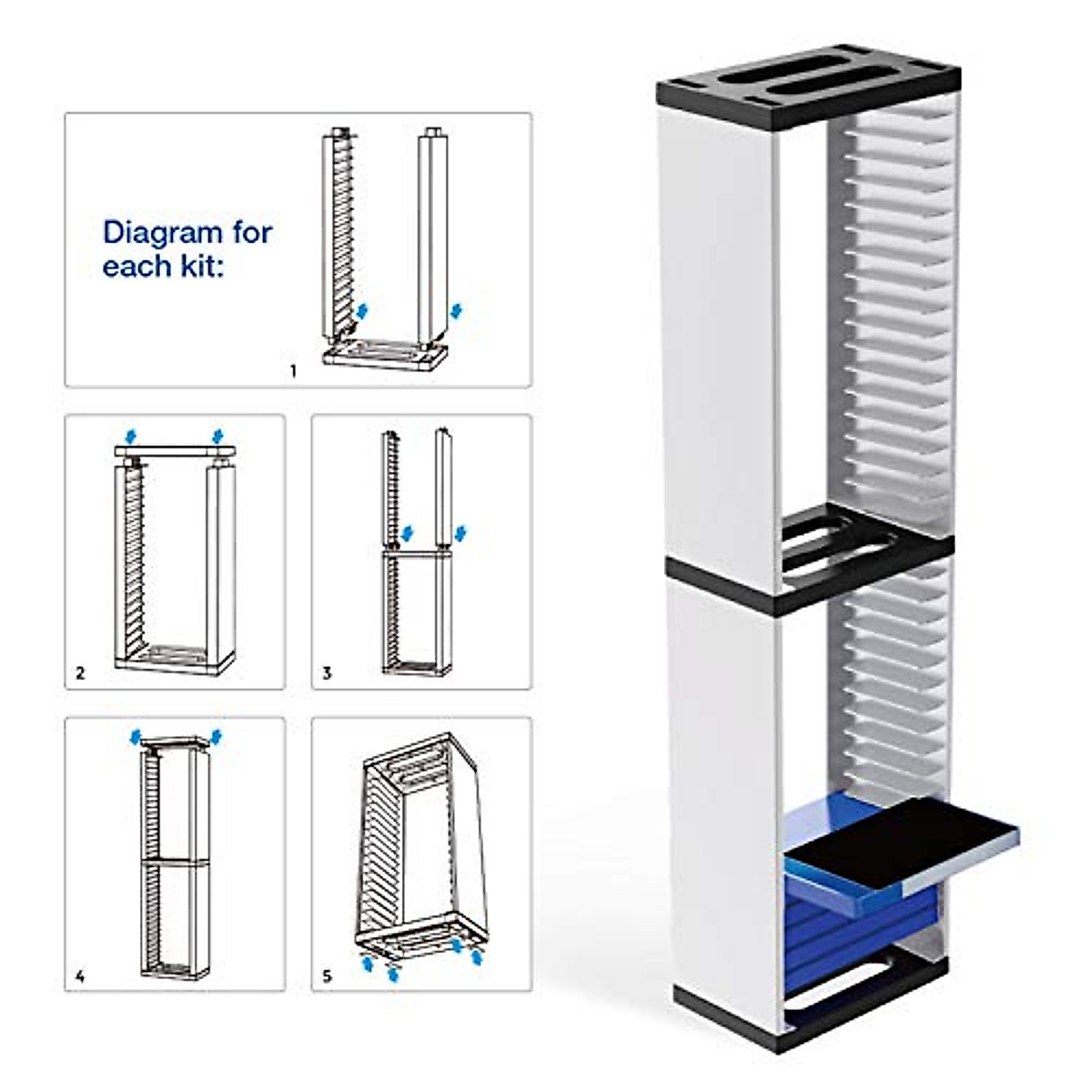 Auliuakz Disk Storage Rack -36 Games CD Disk Storage Rack Shelf Storage Tower Protective Stand for PS5 Switch
