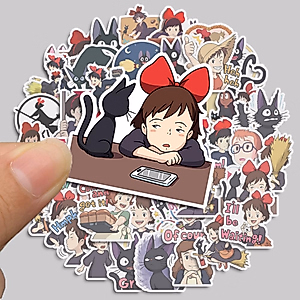 50Pcs Delivery Service of Kiki Japanese Anime Stickers for Water Bottles,Toys Teens Girls Adults Gifts,Vinyl Waterproof Stickers for Laptop,Phone,Notebook,Skateboard Decal Sticker Pegatinas Juguete
