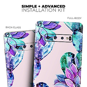 DesignSkinz Watercolor Cactus Succulent Bloom V15 Protective Vinyl Decal Wrap Skin Cover Compatible with The Samsung Galaxy S20 (Screen Trim & Back Glass Skin)