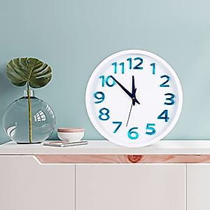 JVXYUIEH 12 Inch Wall Clock, Wall Clocks Battery Operated Modern, Silent Non Tiking Large Wall Clocks for Bedroom, Office Kitchen, Living Room, Classroom Decor (Blue)