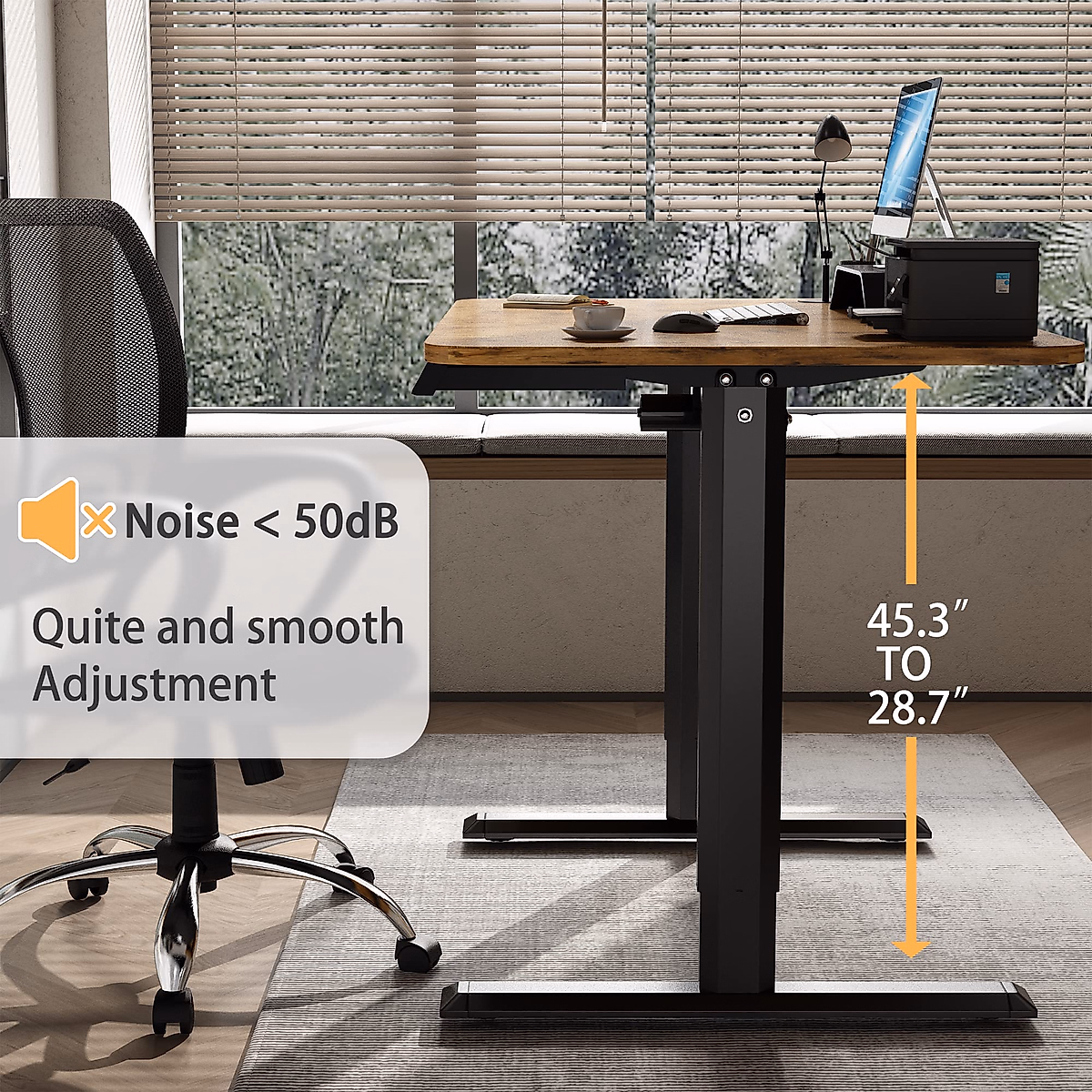 JUMMICO Standing Desk Electric Adjustable Desk Large 63 x 29.5 Sit Stand Up Desk Home Office Computer Desk Memory Preset with T-Shaped Metal Bracket and Holes for Routing Cables, Brown