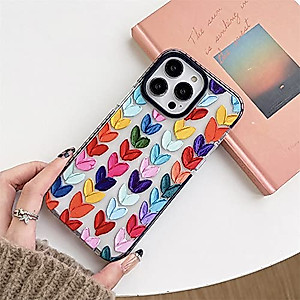 Lxsceto Multi Color Daub Loving Heart Bumper Phone Case for iPhone 14 Pro Max Women Cellphone Protective Cover Fashion Cases for iPhone 14ProMax 6.7"