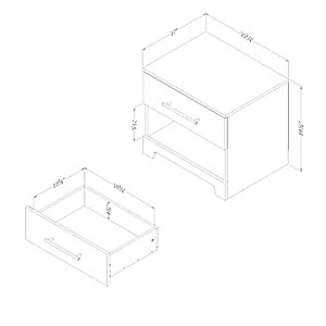 South Shore Primo 1-Drawer Nightstand, Rustic Oak