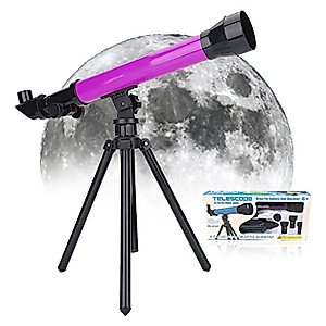 Zyyini Children's HD Telescope for Beginners, with 20X/40X/60X Interchangeable Eyepieces, Foldable Adjustable Tripod Space Astronomical Telescope(Purple)